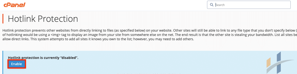 cPanel Hotlink Protection Allows specific sites to Hotlink to your site