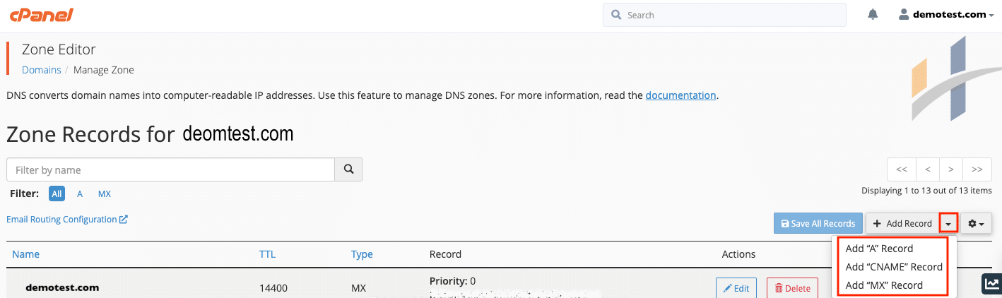 How To Manage Dns Records Using The Dns Zone Editor Within Cpanel