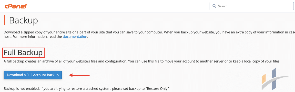 Managing Backups Using cPanel - download/restore full & partial backups
